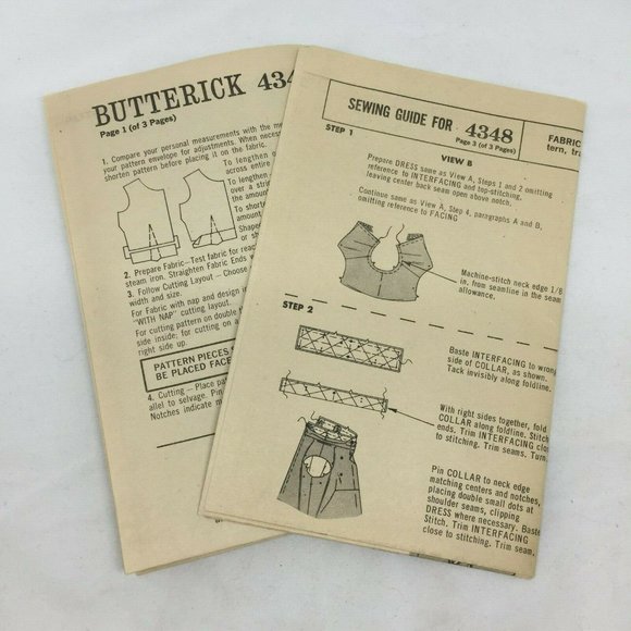 Butterick | Art | Vintage Butterick 4348 Womens Knee Length Dress ...